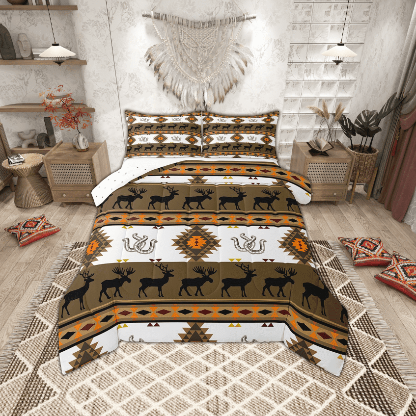 Erosebridal Brown Boho Aztec Comforter Sets Twin Size, Southwestern ...