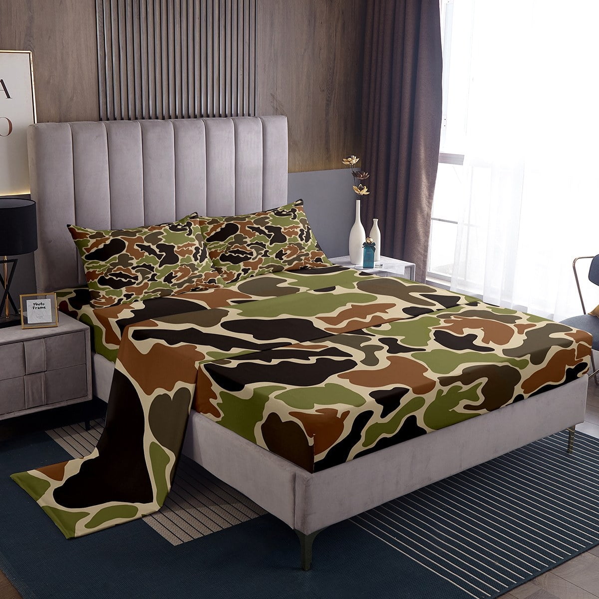 Erosebridal Brown Camouflage Sheet Set Twin , Abstract Camo Bedding ...