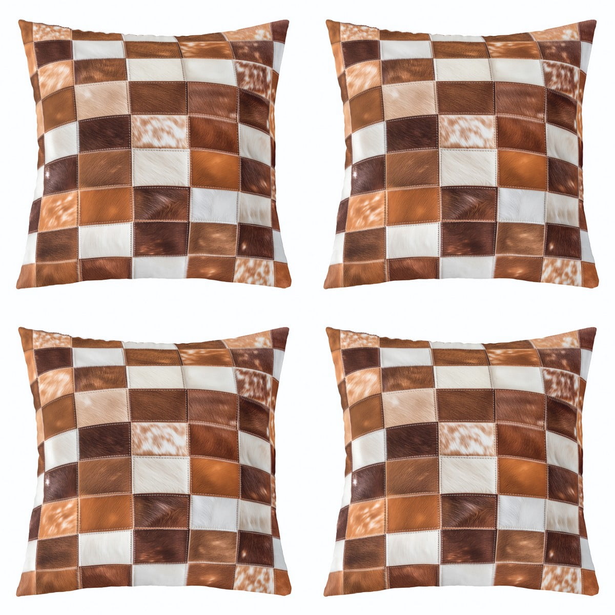 Erosebridal Brown Cow Print Cushion Covers for Sofa Set of 4, Cowhide ...