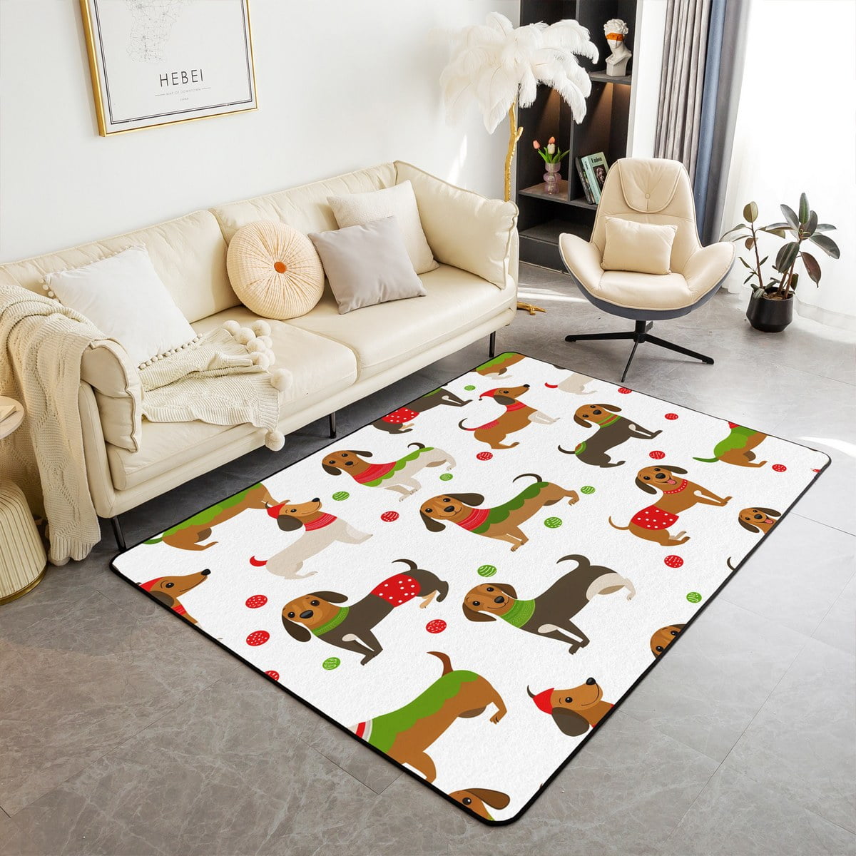 Erosebridal Brown Dachshund Rugs For Bedroom 4'11" x 3'3", Kawaii Dog ...