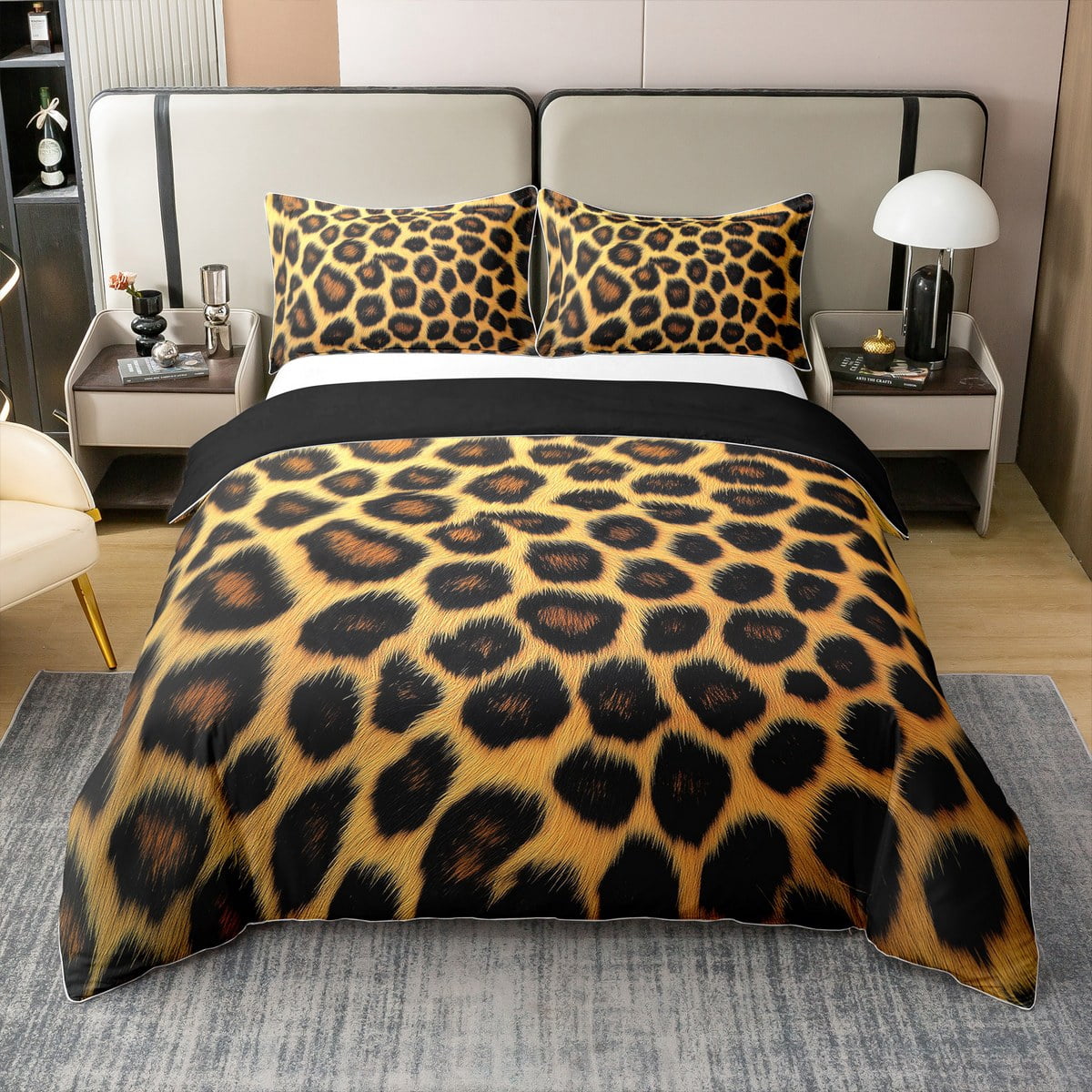 Erosebridal Brown Leopard Print 100% Cotton Comforter Cover Twin, Gold ...