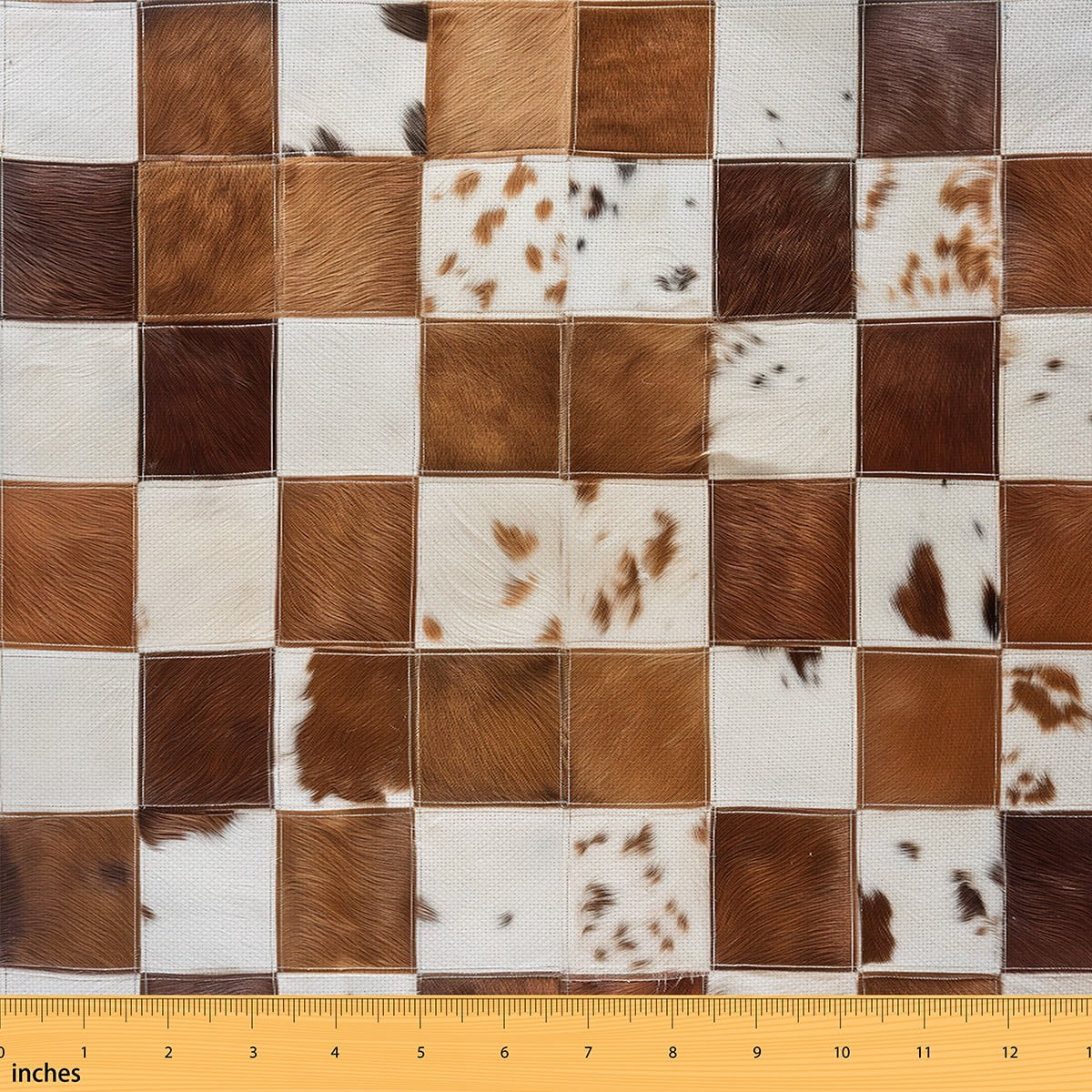 Erosebridal Brown Plaid Fabric By The Yard, Patchwork Animal Print ...