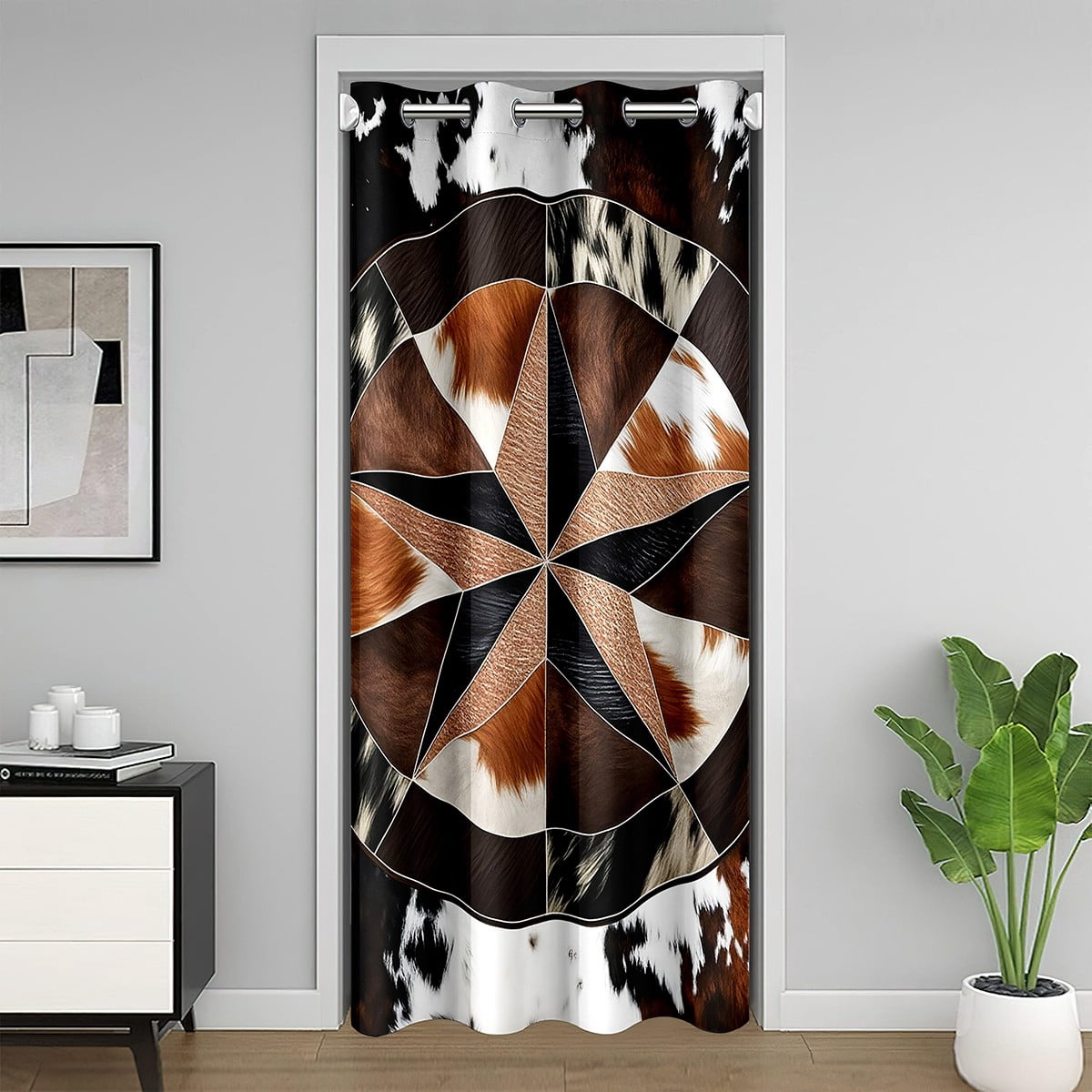 Erosebridal Brown Texas Stars Door Curtain For Door Window 34x80, Cow ...