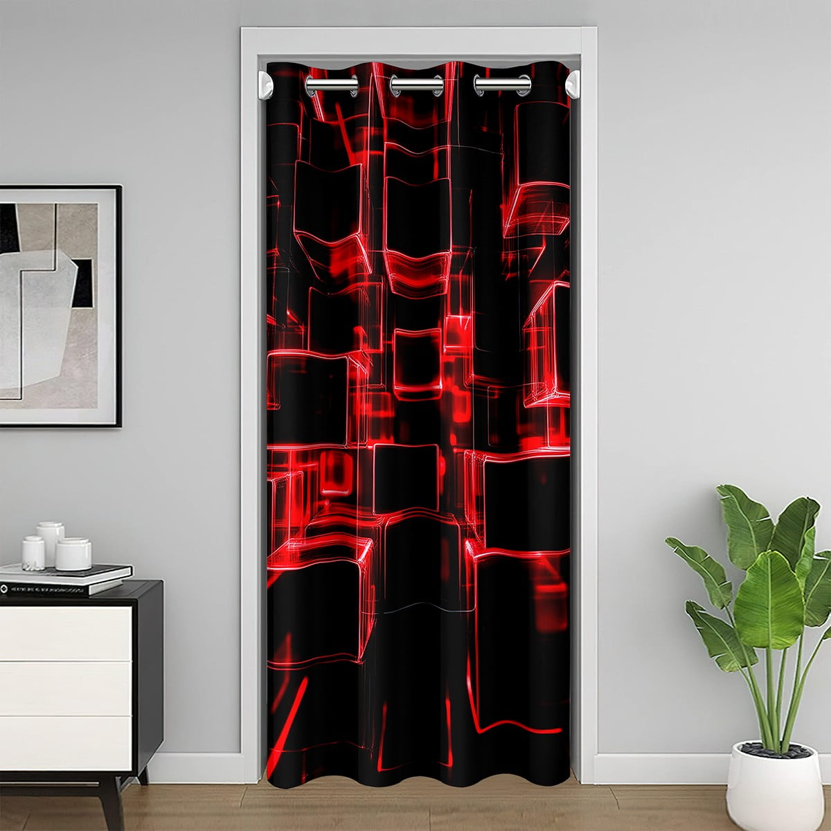 Erosebridal Buffalo Plaid Door Curtain For Door Window 34x80,Geometric ...