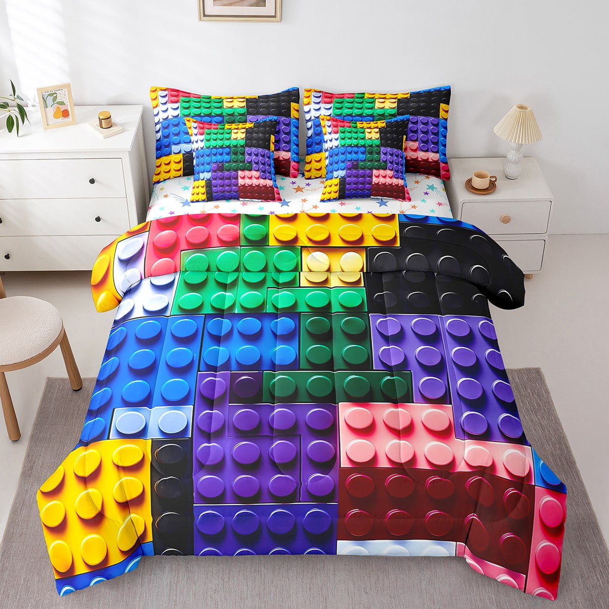 Erosebridal Building Blocks Bedding Queen Size,Construction Game ...