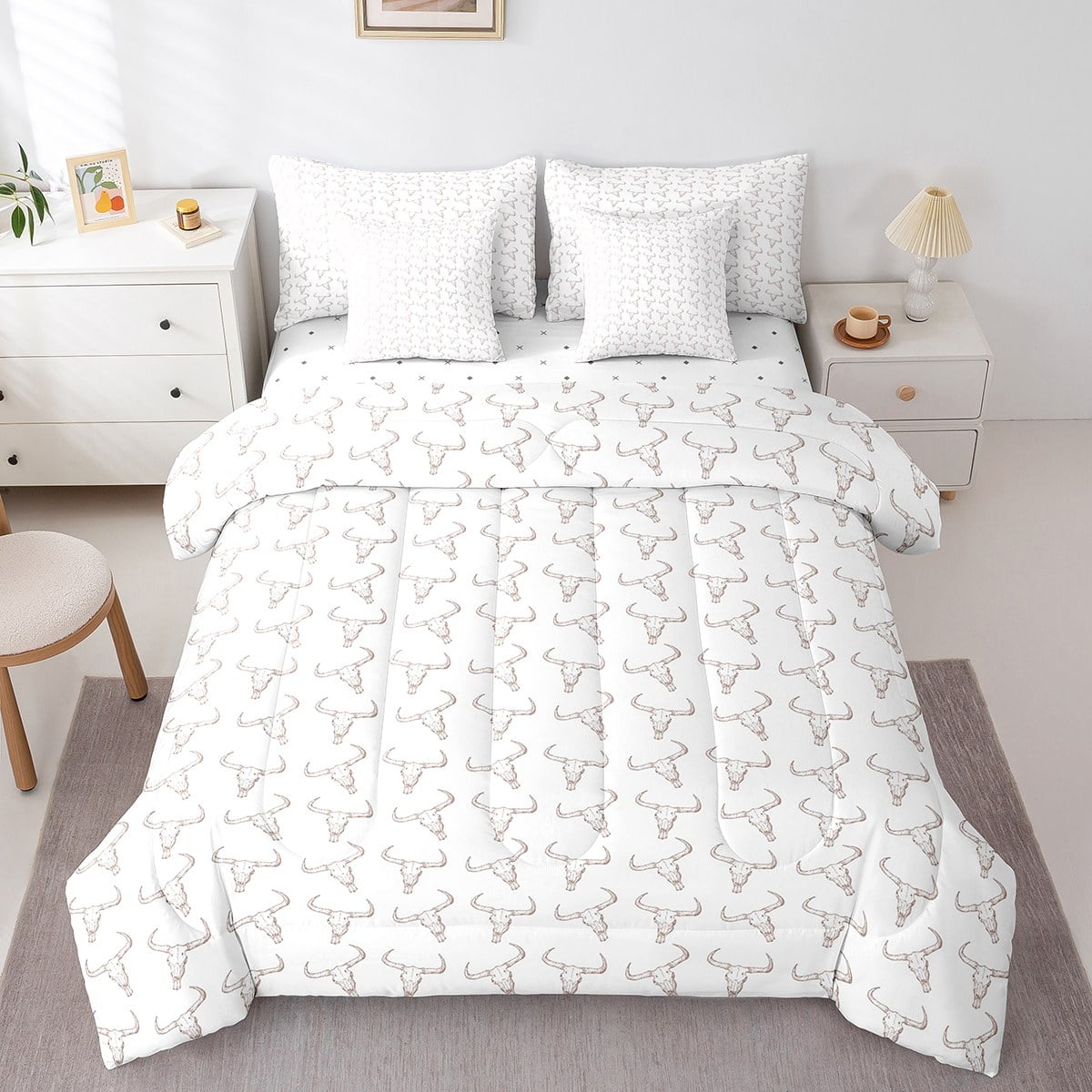 Erosebridal Bull Skull Bed In A Bag King Size,Rustic Farmhouse Bedding ...