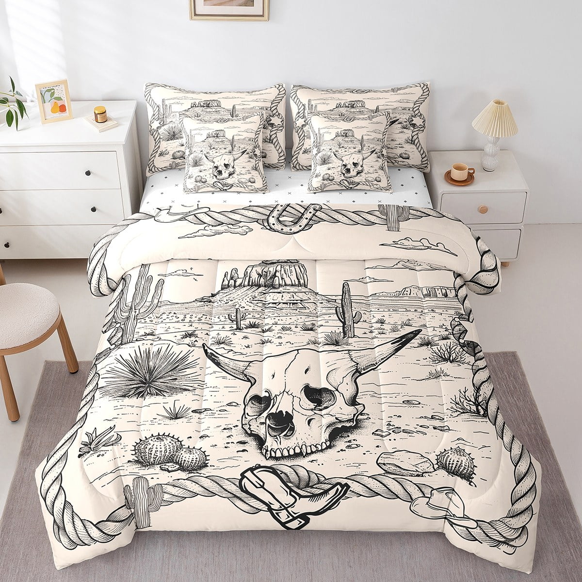 Erosebridal Bull Skull Bed in a Bag Full size,Western Theme Bed Set ...