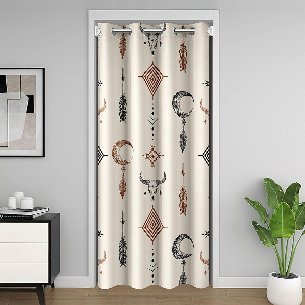 Erosebridal Bull Skull Door Curtain For Door Window 80"x52",Bohemian ...