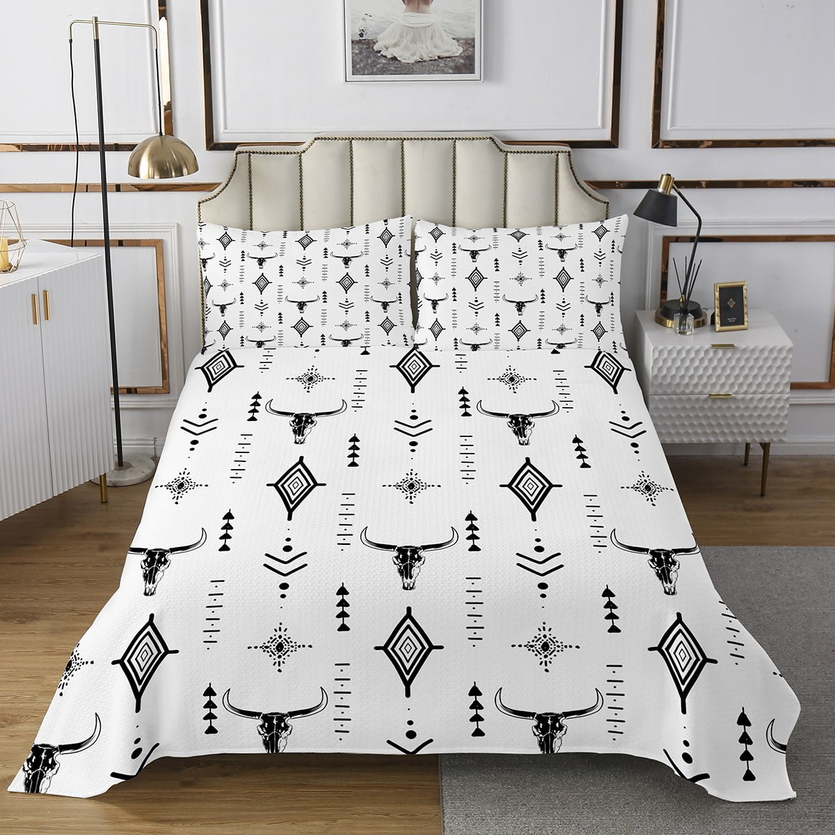 Erosebridal Bull Skull Quilt Sets for Queen Size Bed,Western Sttyle Bed ...