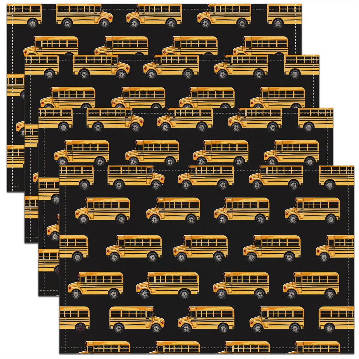 Erosebridal Bus Placemats 12x18 Inch Set of 4,Cartoon School Bus Heat ...