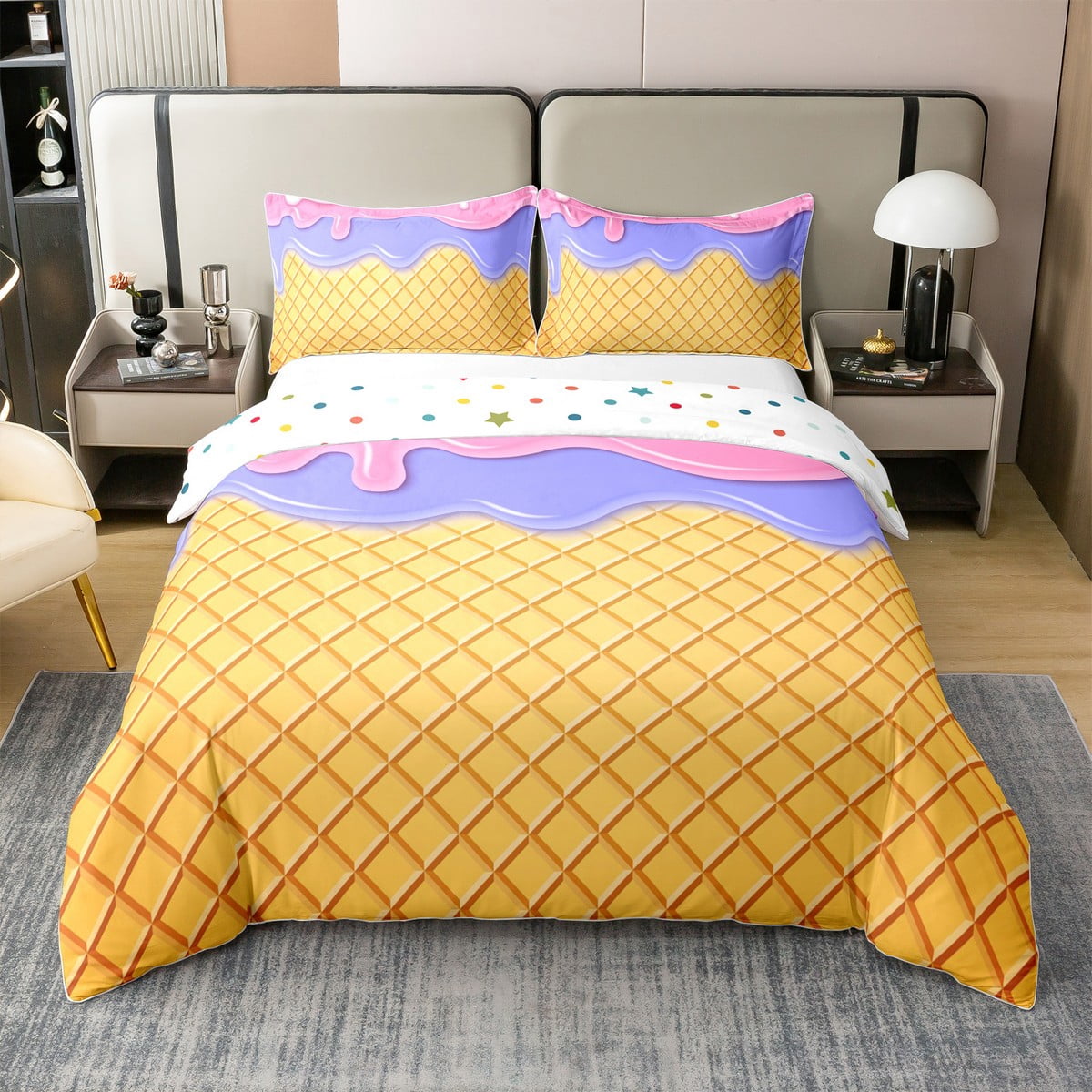 Erosebridal Cake Dessert 100% Cotton Comforter Cover Queen, Yellow ...