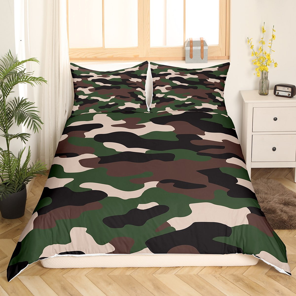 Erosebridal Camo Print Comforter Cover Queen, Camouflage Bedding Queen ...
