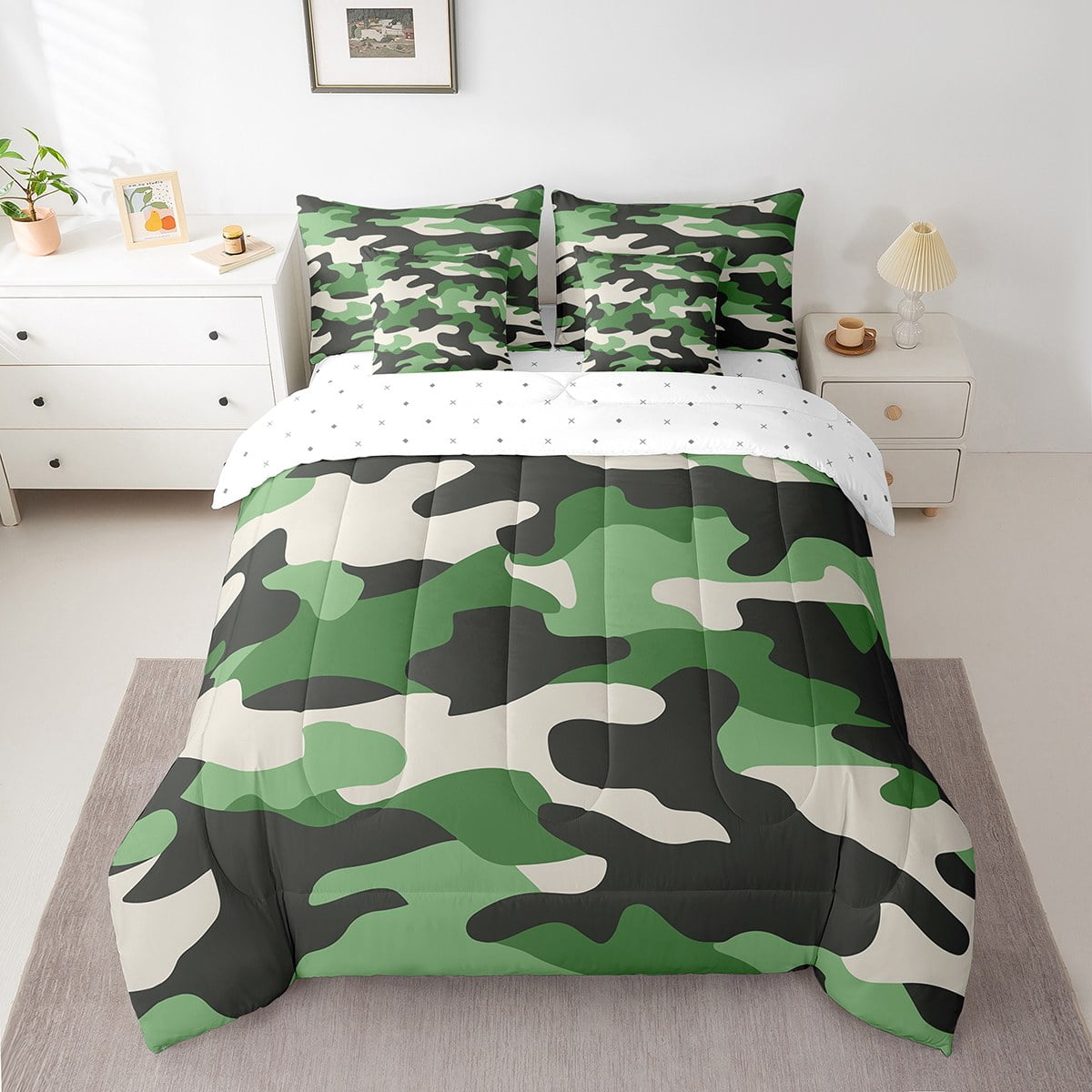 Erosebridal Camouflage Army Bed in a Bag King size, Purple Camo Bed Set ...