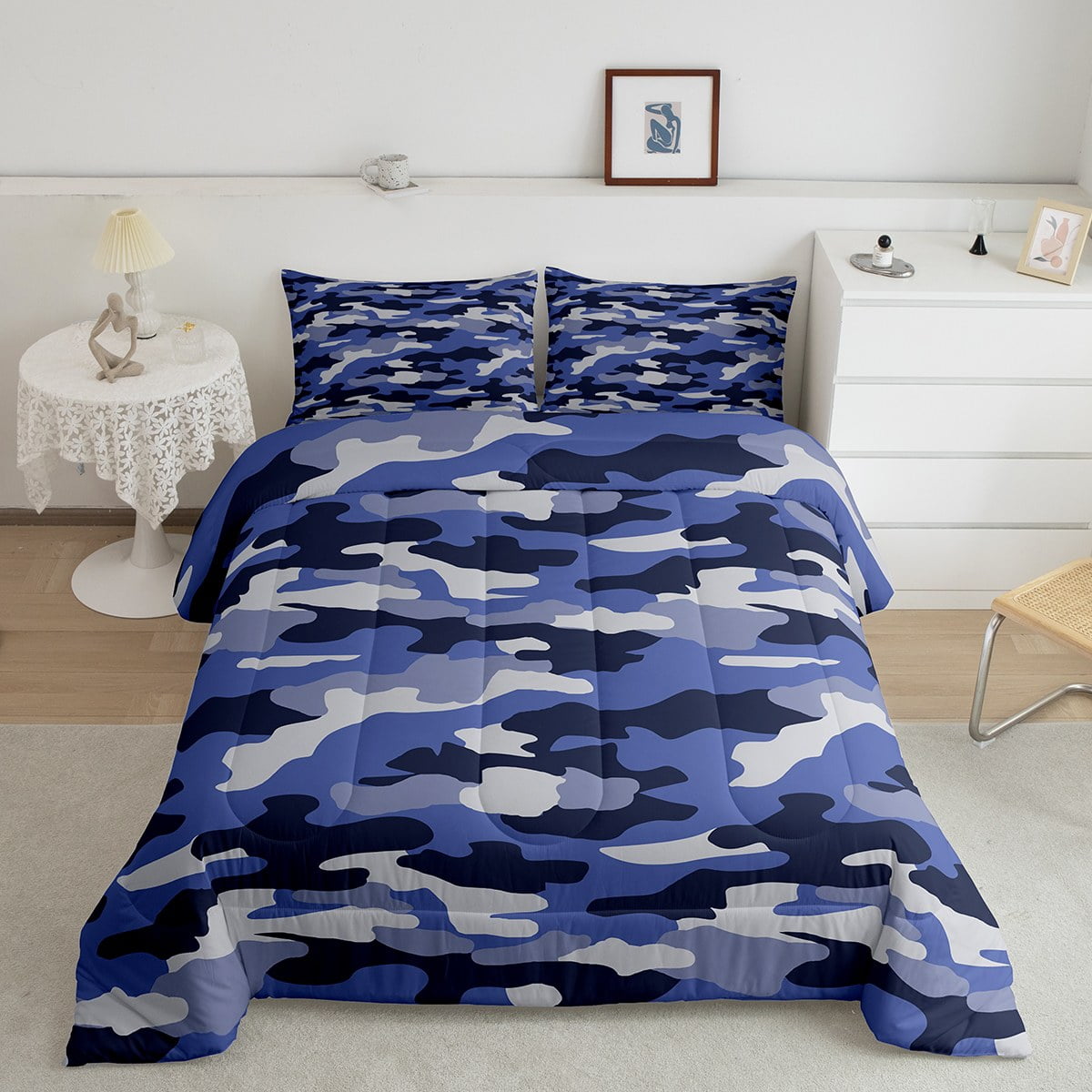 Erosebridal Camouflage Army Bedding Full Comforter Set, Navy Blue Camo ...