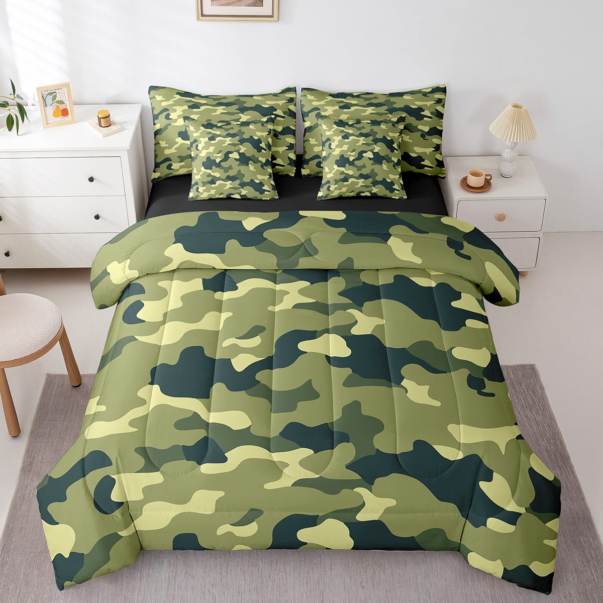 Erosebridal Camouflage Army Bedding Sets Full Size, Yellow Green Camo ...