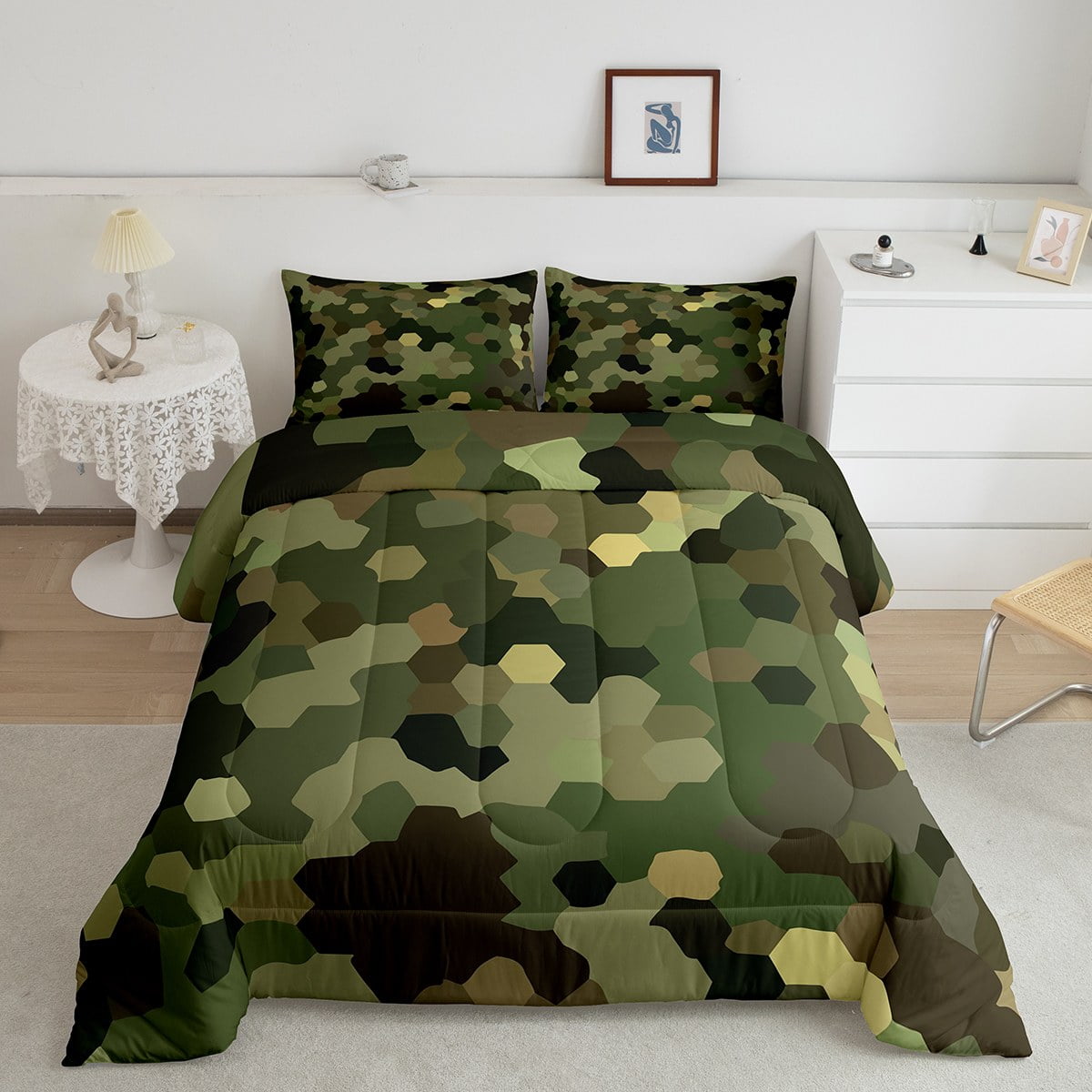 Erosebridal Camouflage Army Bedding Sets King with Comforter, Green ...