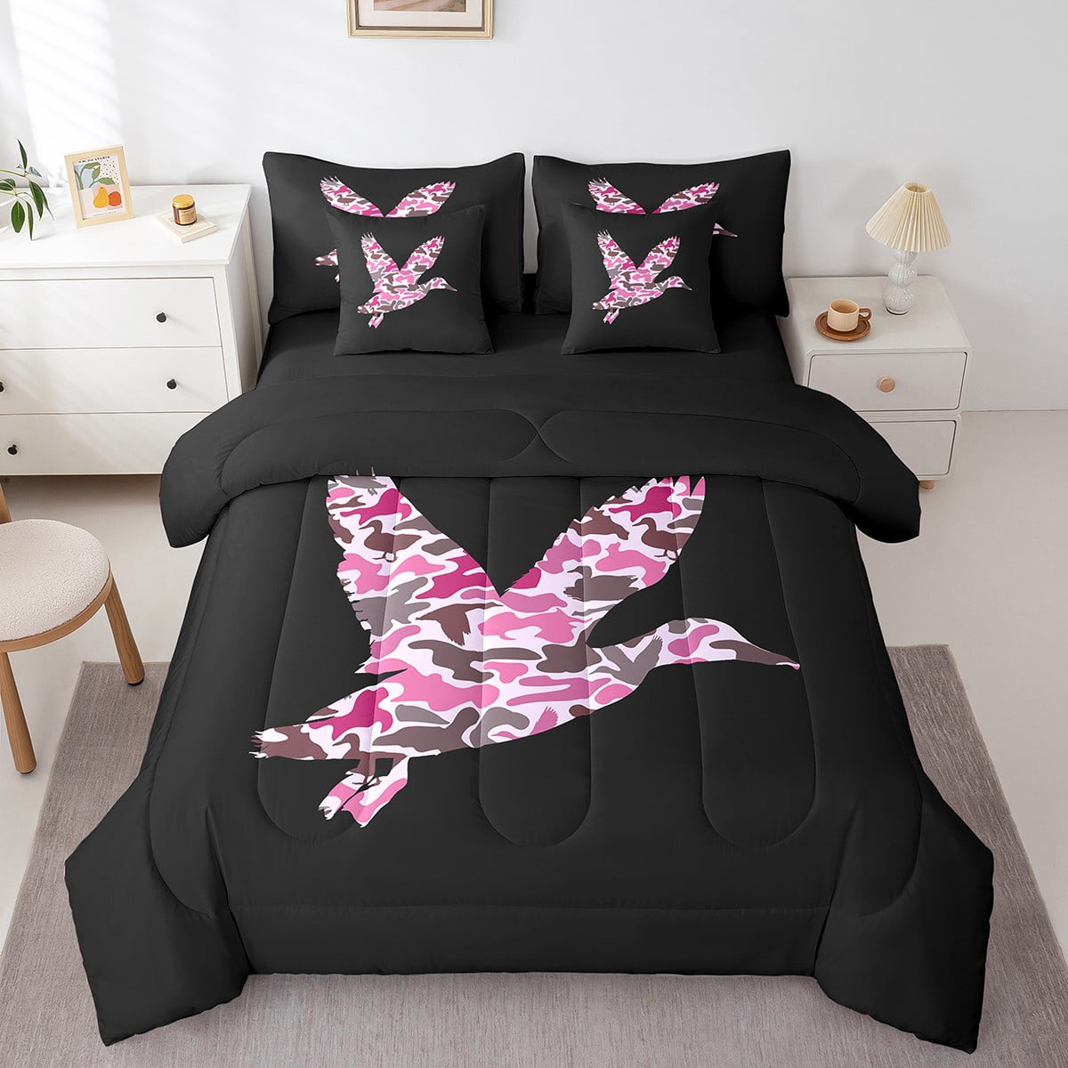 Erosebridal Camouflage Bird Bedding Queen Size, Army Military Bed Set ...