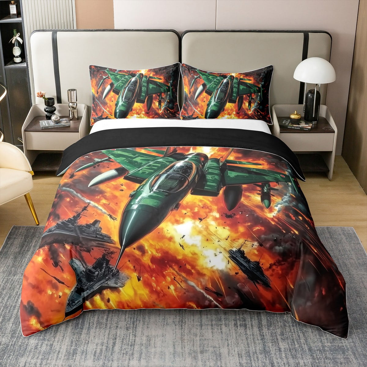 Erosebridal Camouflage Fighter Plane 100% Cotton Duvet Cover Full Size ...