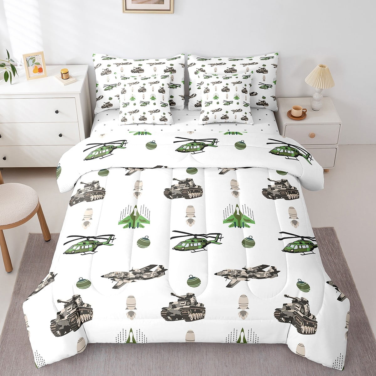 Erosebridal Camouflage Tank Bedding Sets Queen Size for Boys, Fighter ...