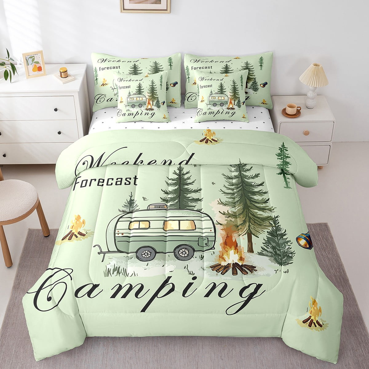 Erosebridal Camper Bedding Sets Queen Size, Cartoon RV Car Comforter ...
