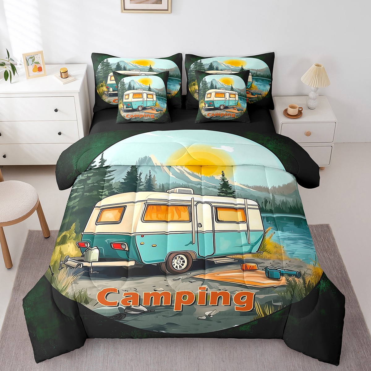 Erosebridal Camping Bedding Set 7 Pcs Rustic Camper Bed In A Bag ...