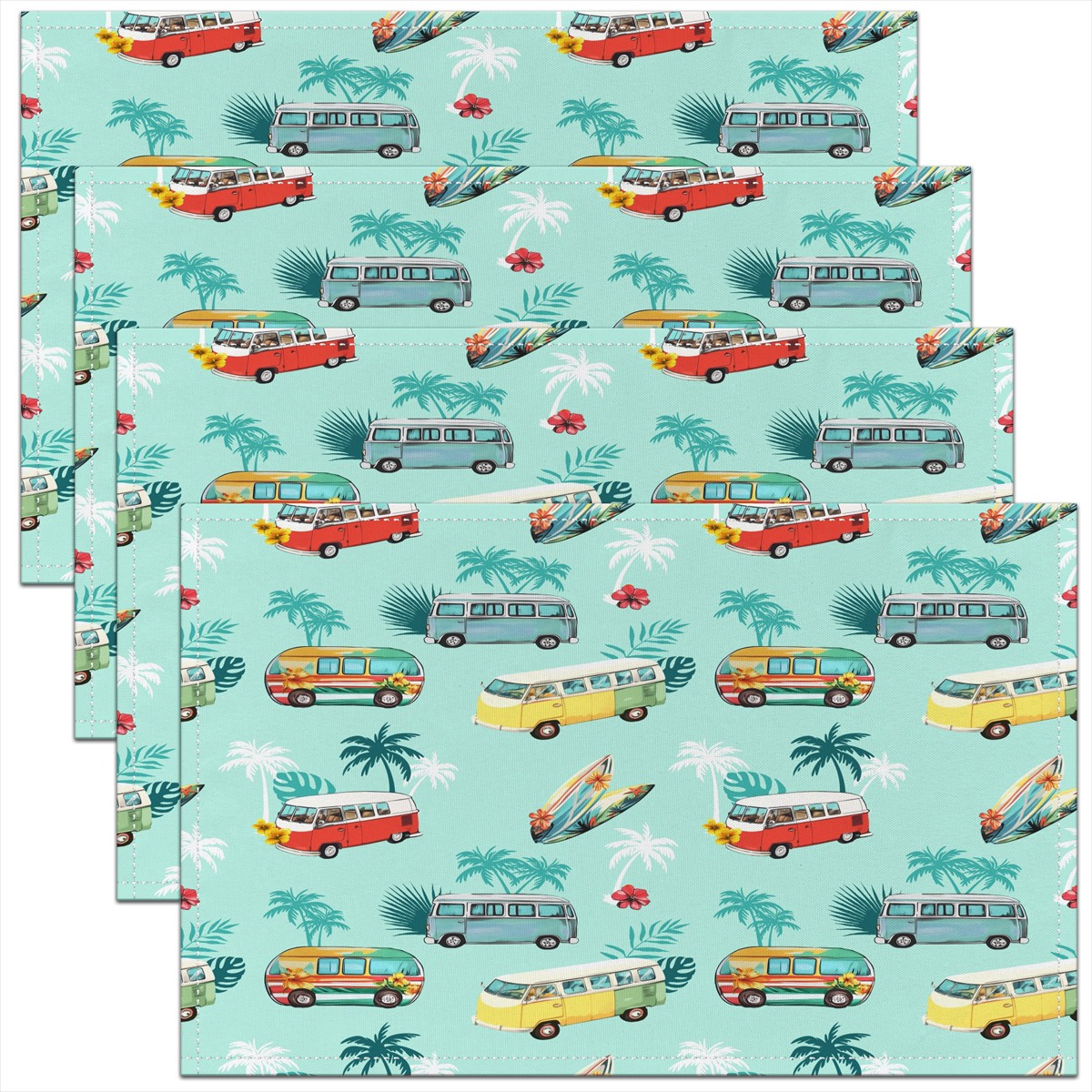 Erosebridal Camping Bus Place Mats Set of 4 for in Door Dinning ...