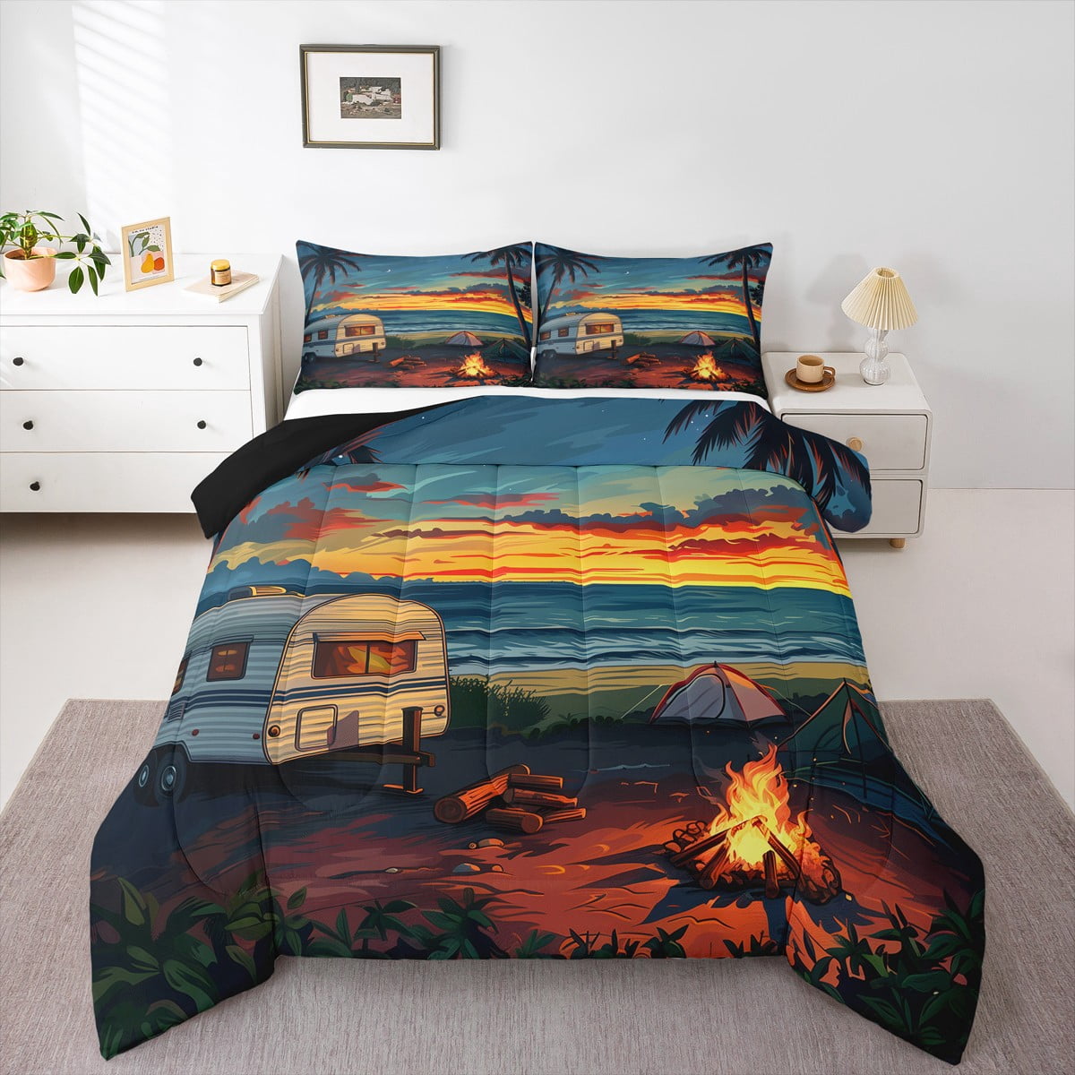 Erosebridal Campsite Camp Car Bedding Sets Queen with Comforter,Camping ...