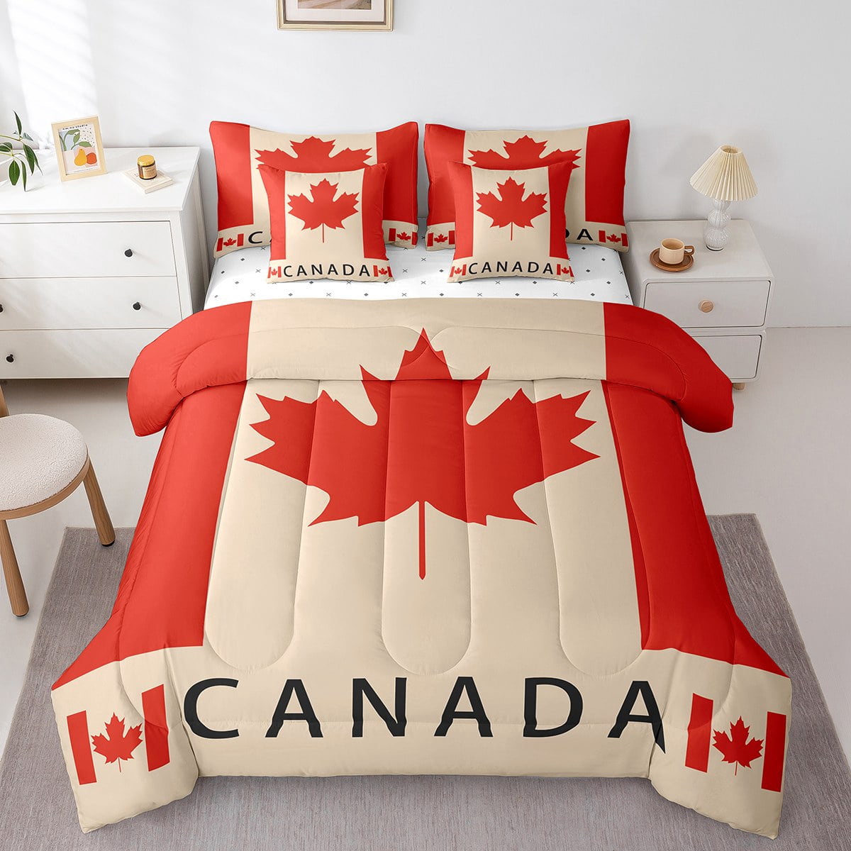 Erosebridal Canadian Flag Bed in a Bag King Size, Happy Canada Day Bed ...