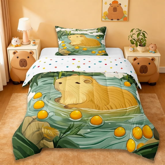 Erosebridal Capybara Twin Comforter Sets,Rustic Plant Green Tree ...