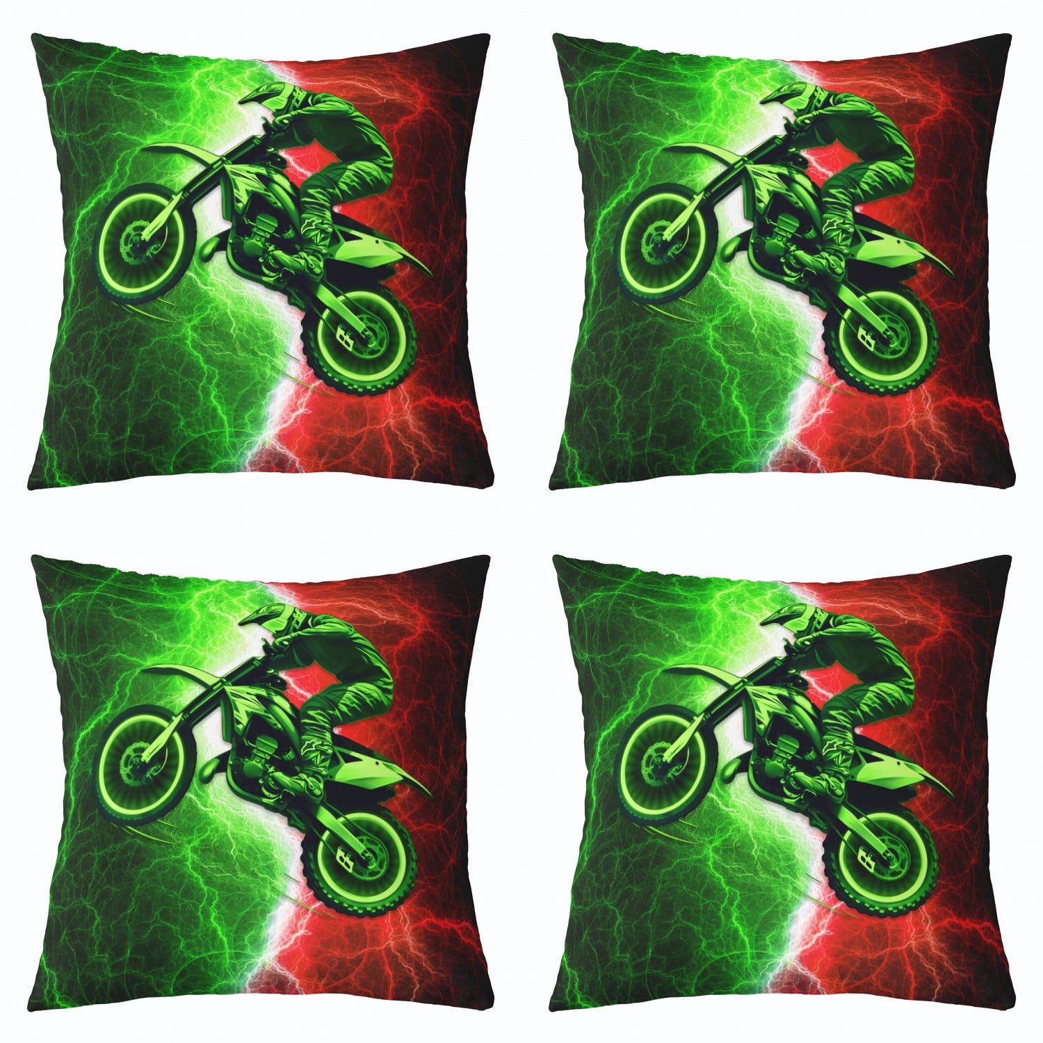 Erosebridal Car Theme Throw Pillow Covers 16x16 Set of 4, Dirt Bike Pillow Cases for Couch for ...