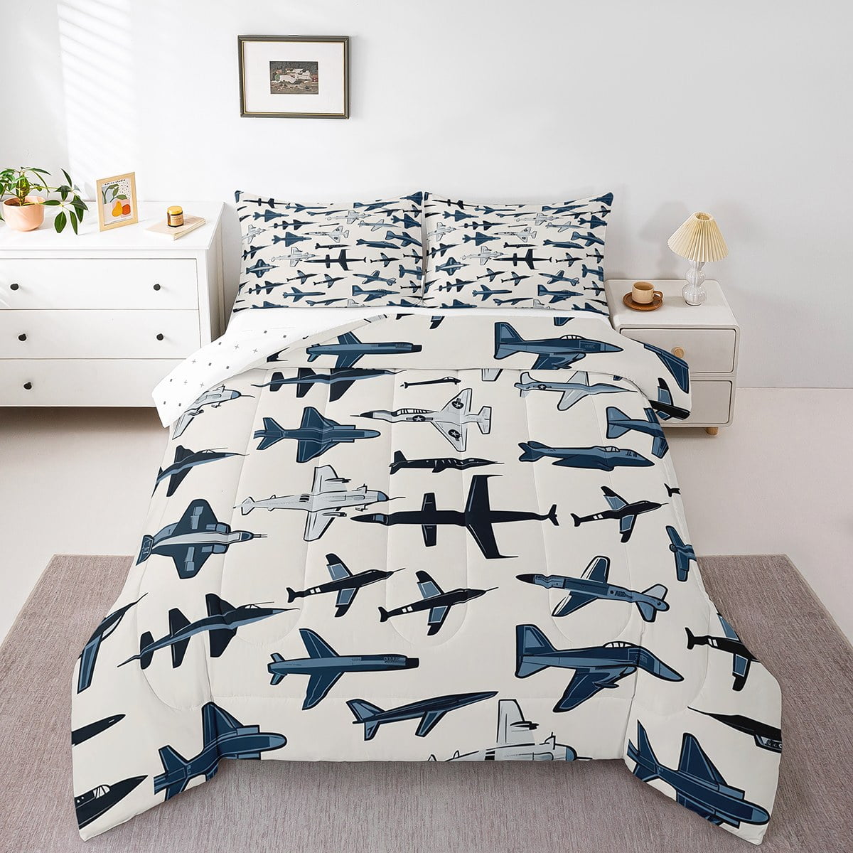 Erosebridal Cartoon Aircraft Comforter Sets,Military Jet Comforters & Duvets,Army Fighter Jet ...