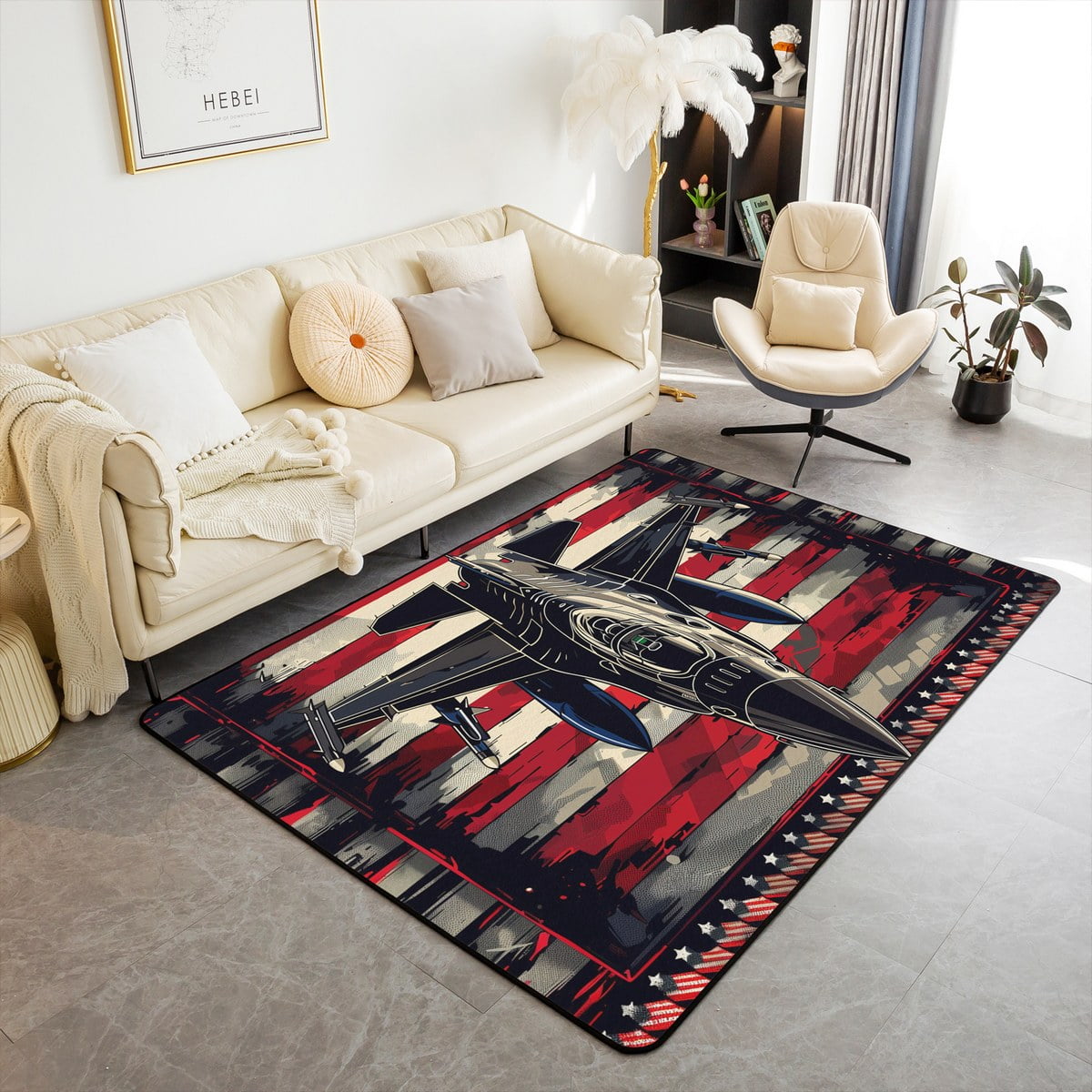 Erosebridal Cartoon Airplane Bedroom Carpet 6'6" x 4'11", Army Fighter ...