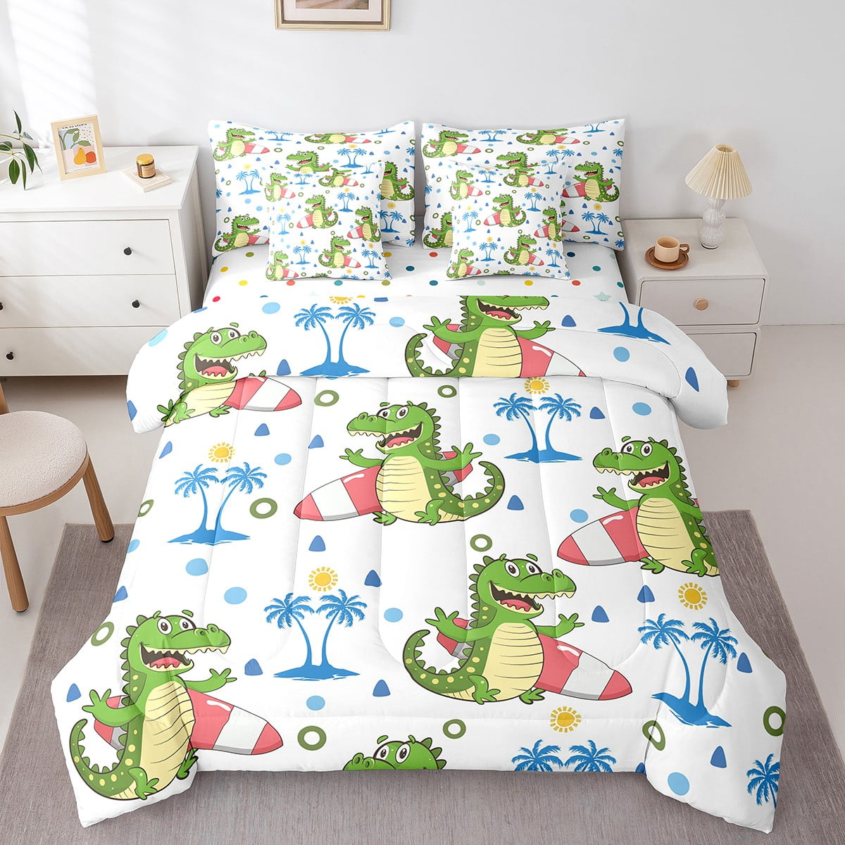Erosebridal Cartoon Alligator Bedding Queen Size,Jungle Animal Bed In A ...