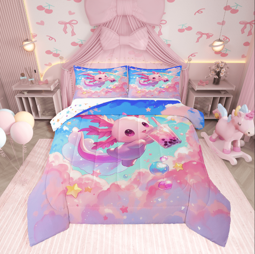 Erosebridal Cartoon Axolotl Bedding Sets Full With Comforter,Kawaii ...