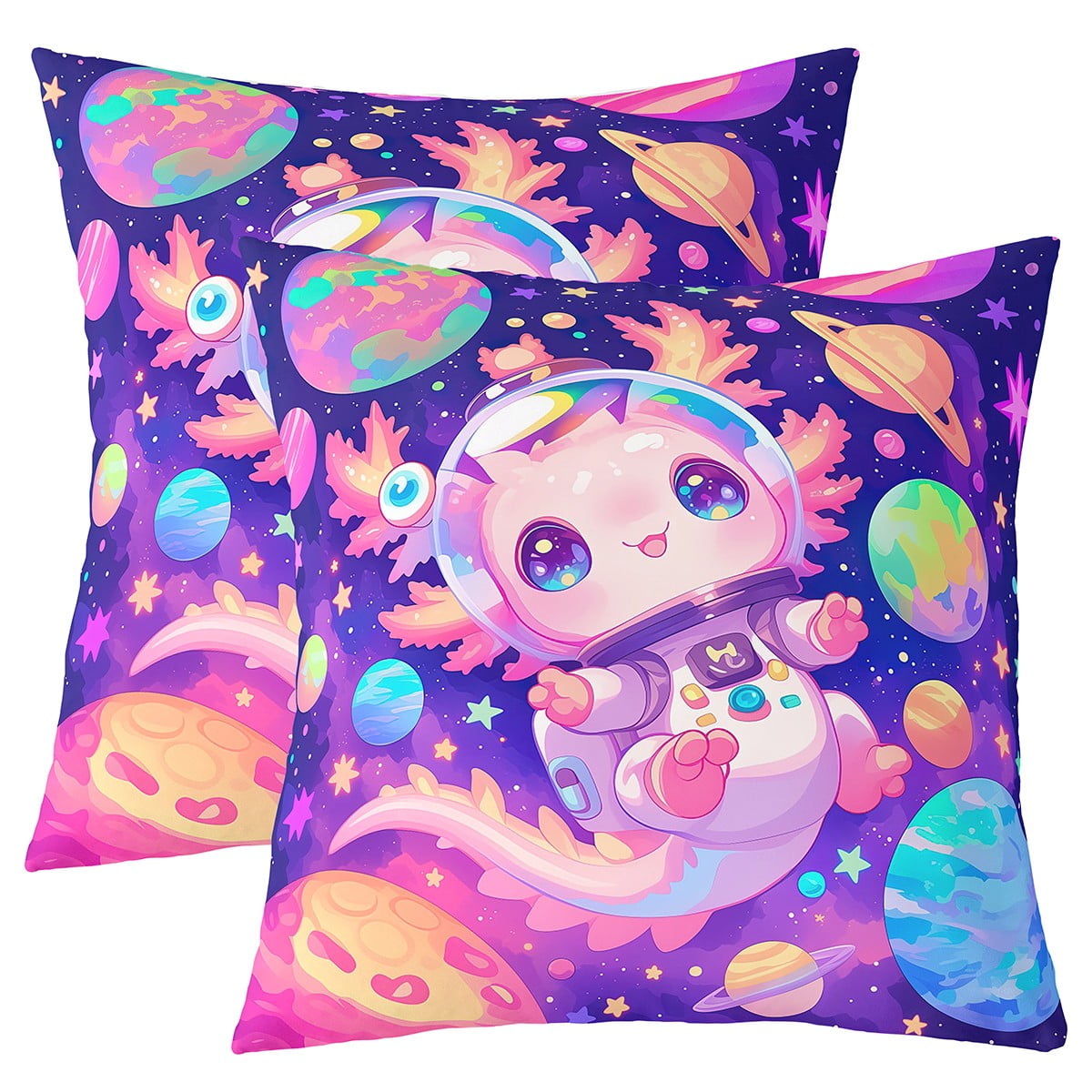 Erosebridal Cartoon Axolotl Cushion Covers for Sofa Set of 2,Universe ...