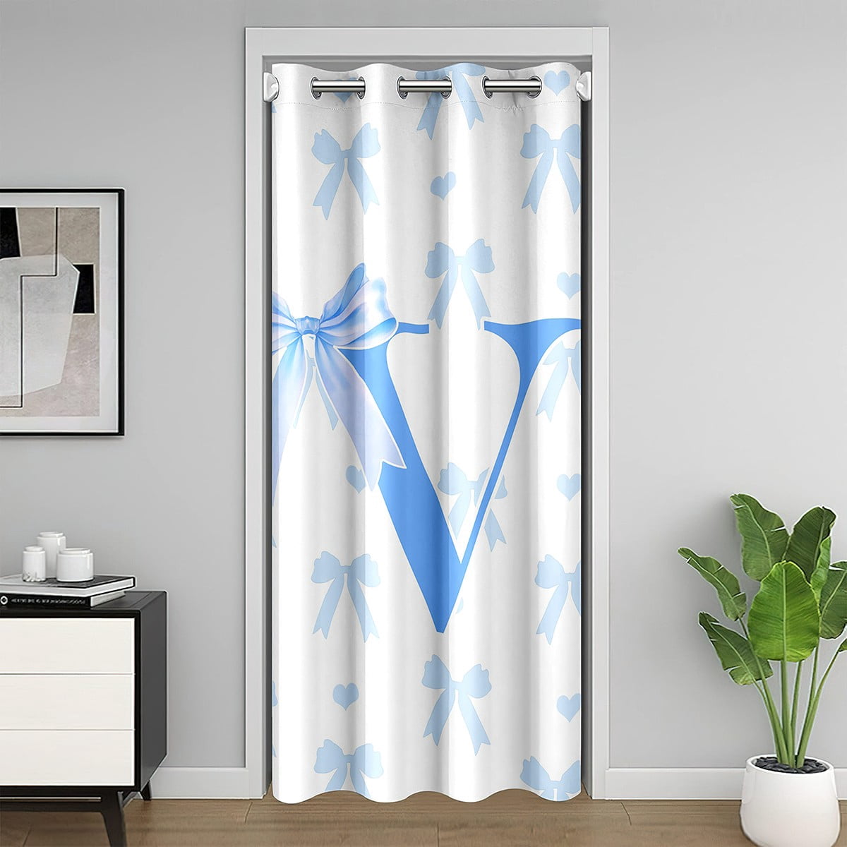 Erosebridal Cartoon Bowknot Door Curtain Panel 52x80, Initial V Letter ...