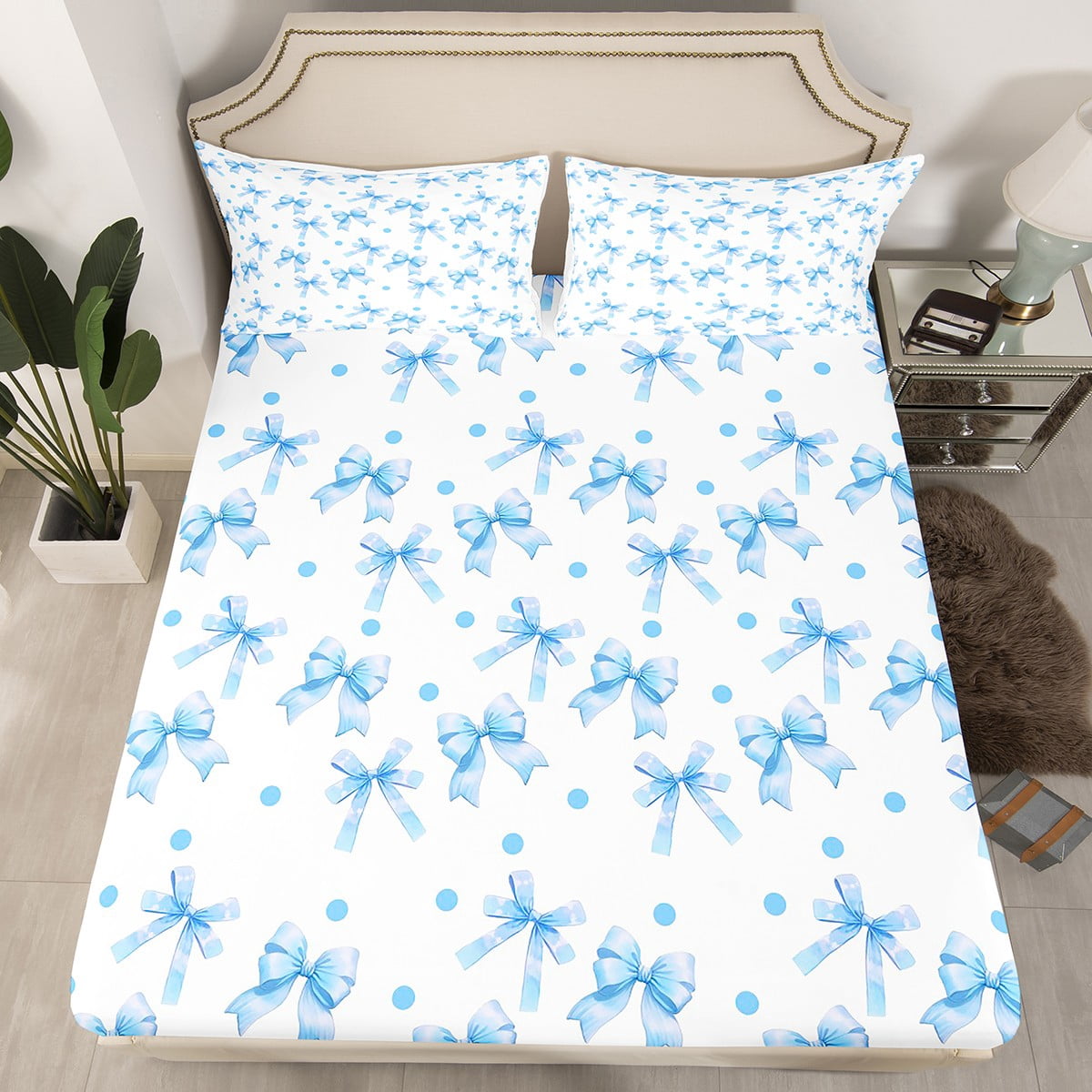 Erosebridal Cartoon Bowknot Fitted Sheet Set Full, Fairy Tale Bedding ...