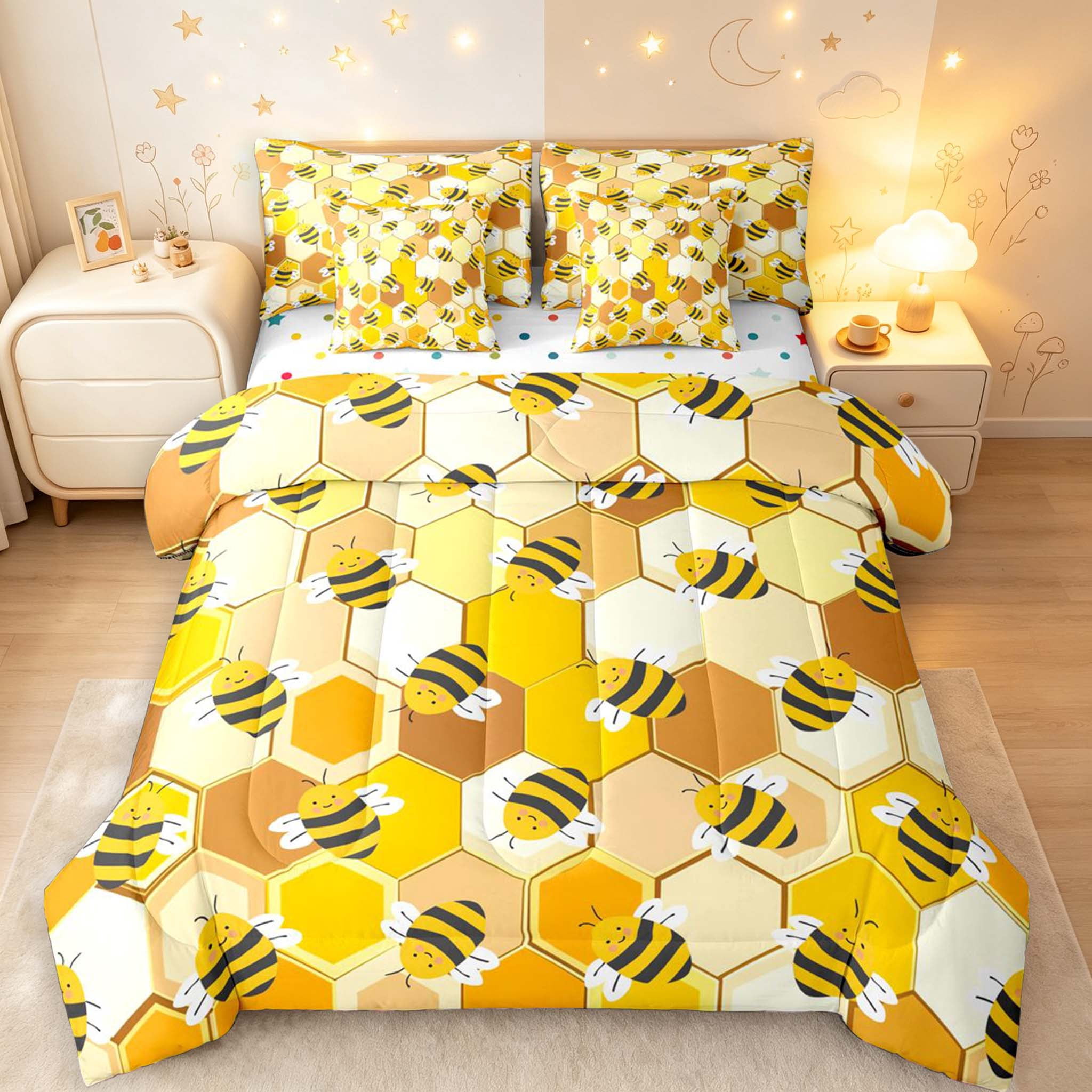 Erosebridal Cartoon Bug Bee 7-Piece King Bedding,Nature Wildlife Theme ...