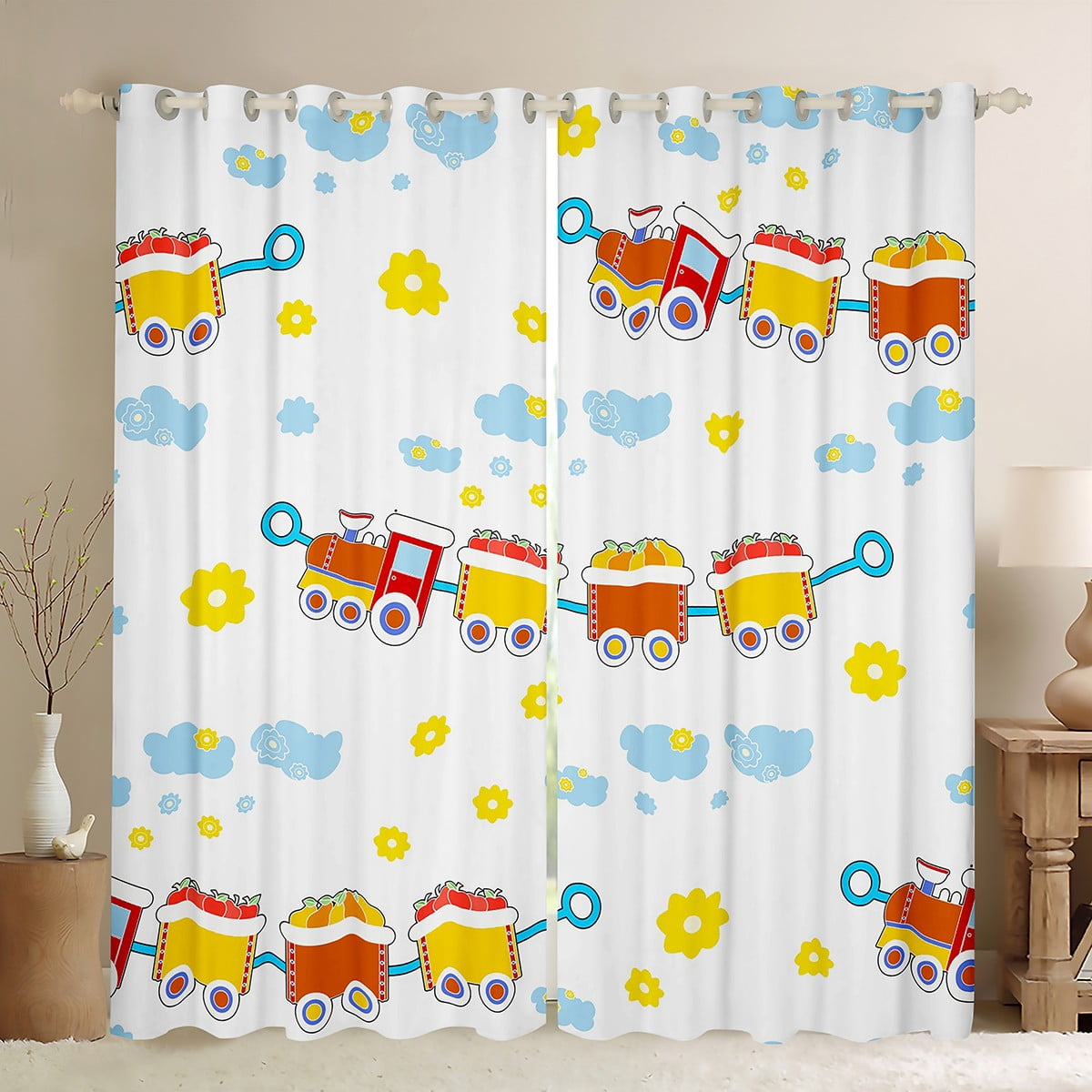 Erosebridal Cartoon Bus Car Curtains and Drapes (52x84), Construction ...
