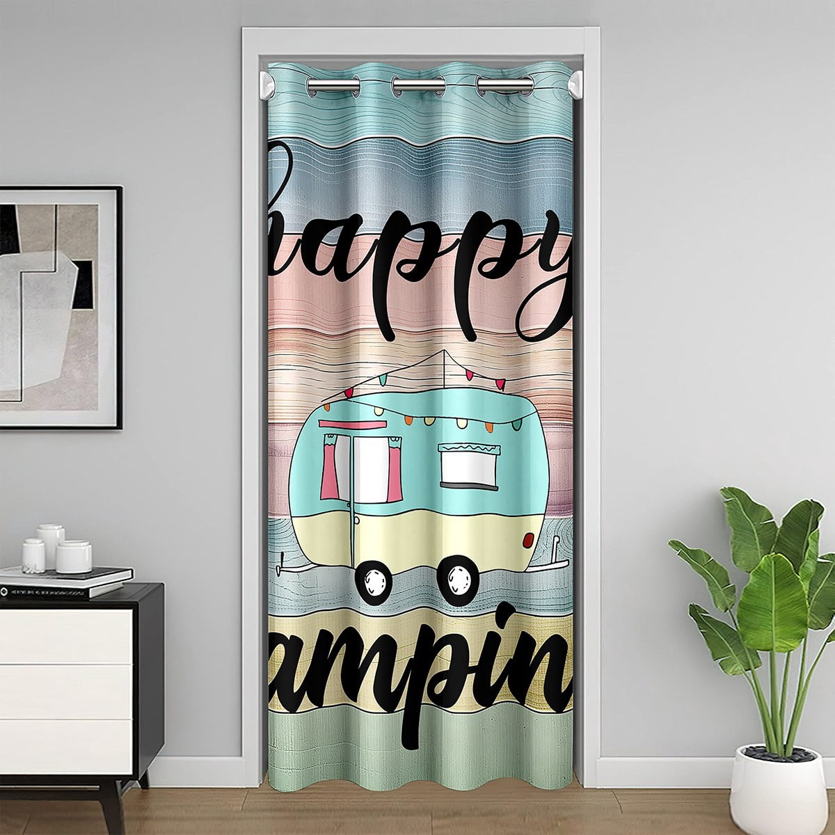 Erosebridal Cartoon Camper Car Door Curtain Panel 34x80, Happy Camping ...