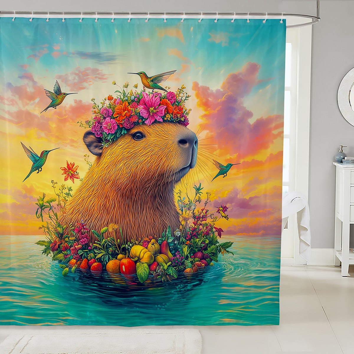 Erosebridal Cartoon Capybara Shower Curtain 72x78, Cute Animal Bathroom ...