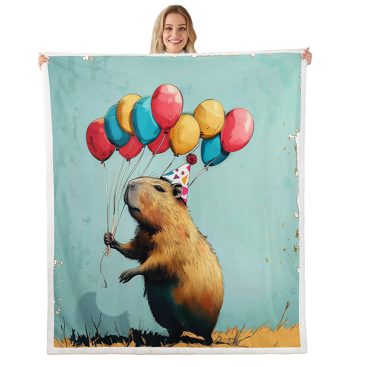 Erosebridal Cartoon Capybara Throw Blanket for Couch 30x40,Happy ...