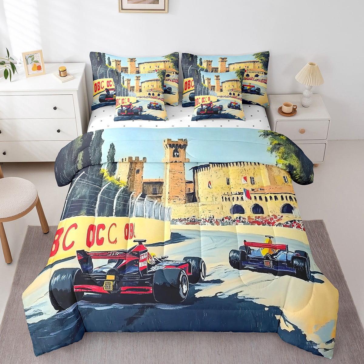 Erosebridal Cartoon Car Bedding Sets Twin Size, Karting Comforter Sets ...