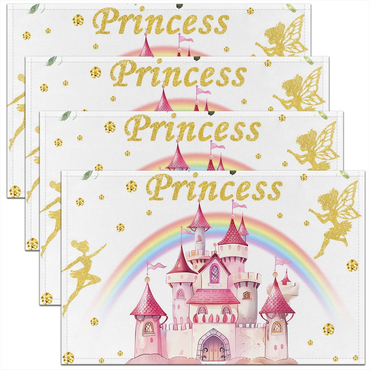 Erosebridal Cartoon Castle Placemats Set of 4 12"x18",Kawaii Fairy ...