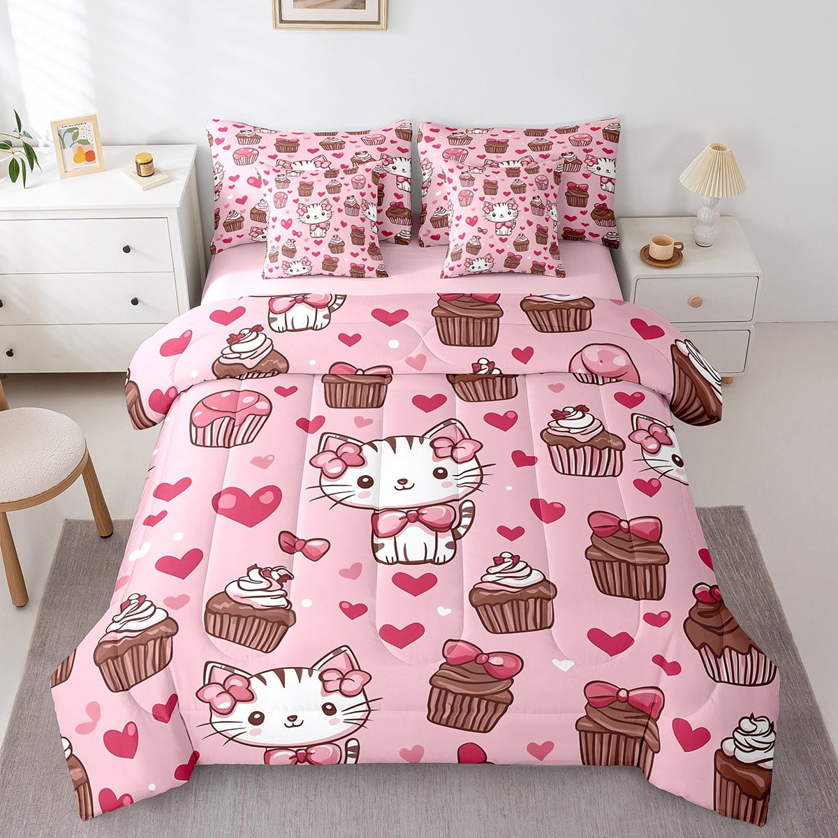 Erosebridal Cartoon Cat Bed in a Bag Full size, Kawaii Kitten Pet Bed ...