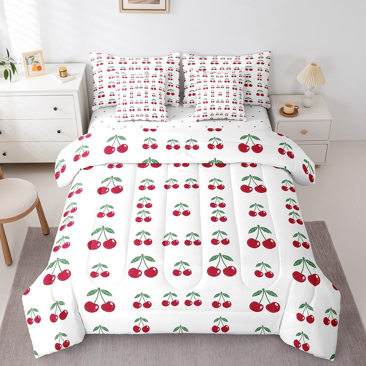 Erosebridal Cartoon Cherry Bedding Sets Twin Size, Fresh Fruit ...