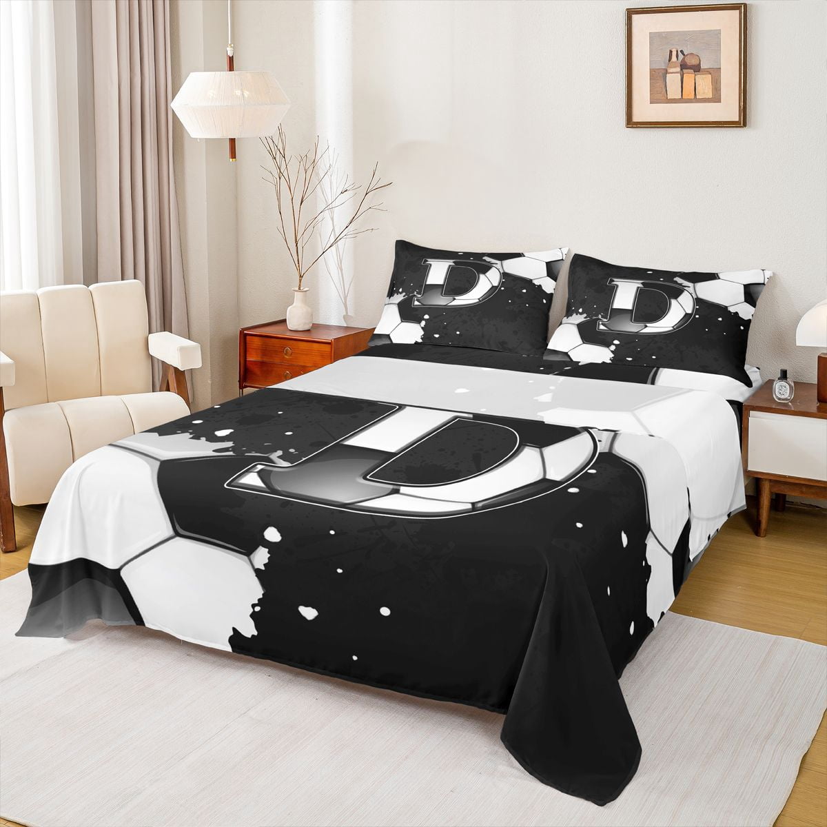 Erosebridal Cartoon D Letter Bed Sheets for Kid, Est Football Sleep ...
