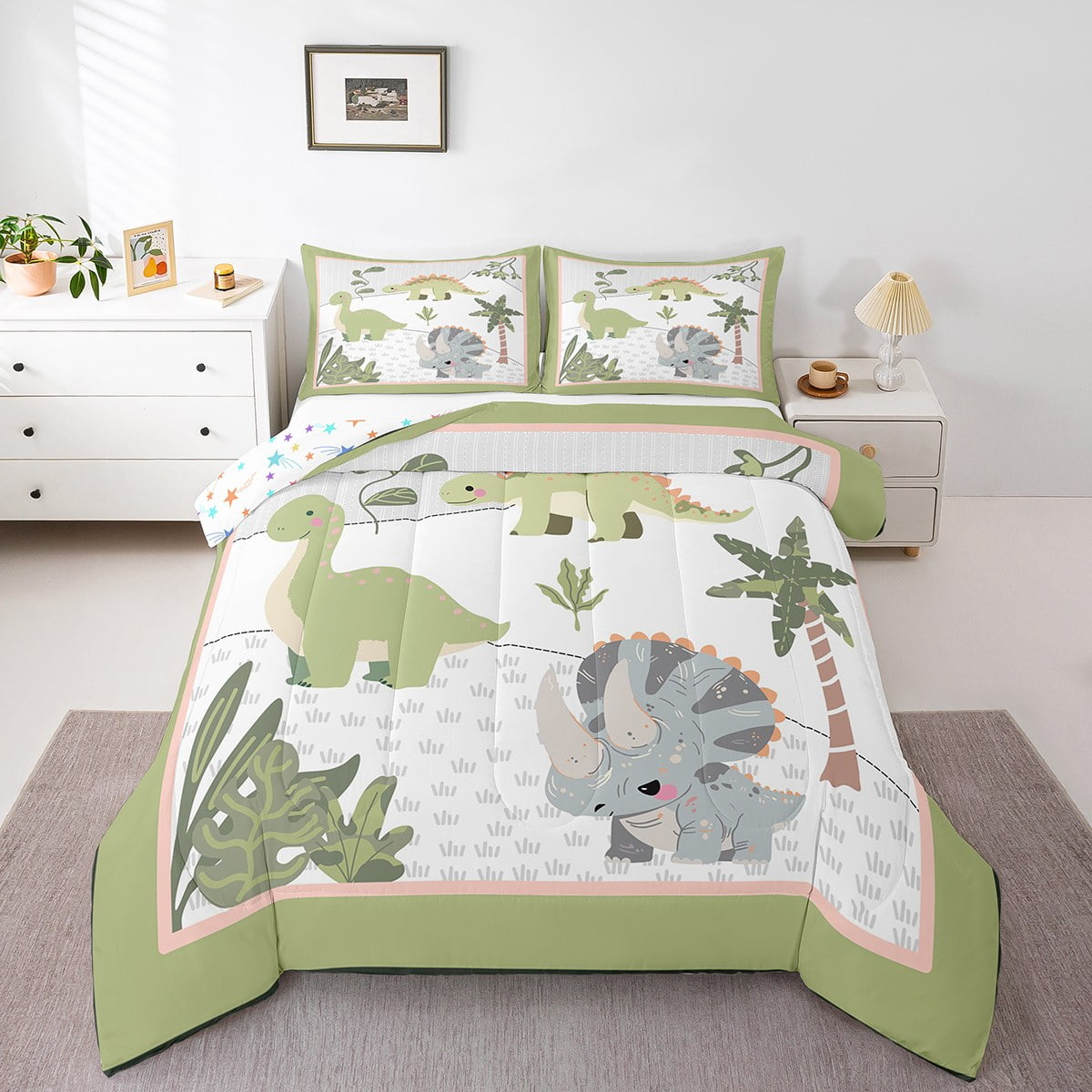 Erosebridal Cartoon Dino Dinosaur Comforter Sets Full Size , Wild Animal Wildlife Comforters ...