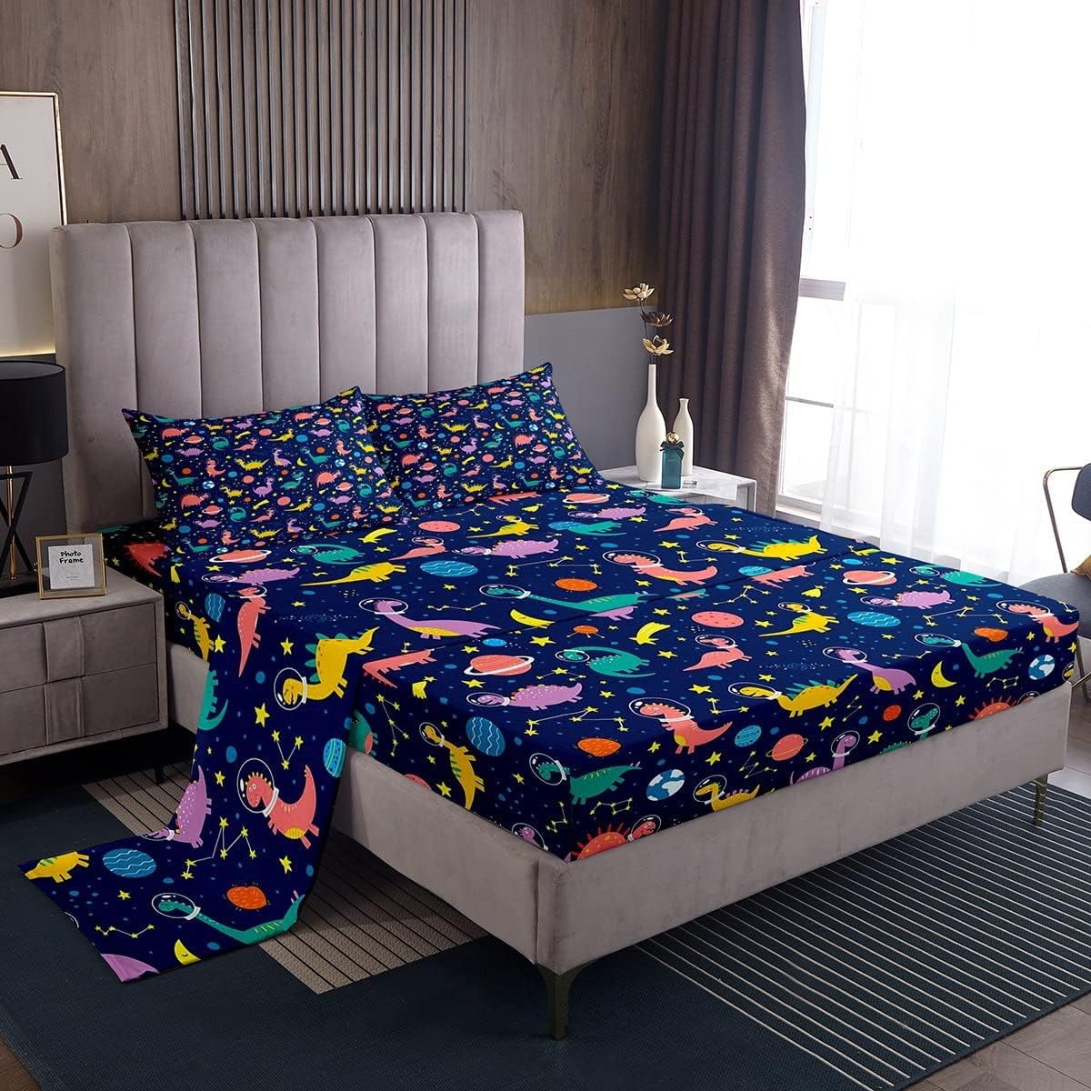 Erosebridal Cartoon Dinosaur Bed Sheets, Cute Dino Sheet Set,Girly ...
