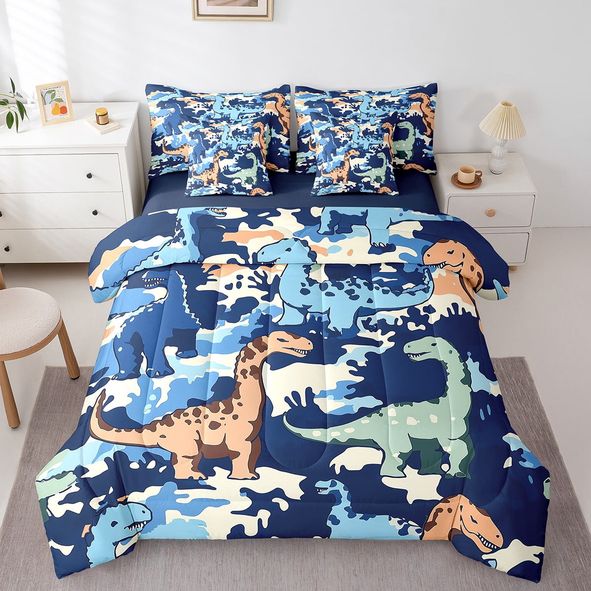 Erosebridal Cartoon Dinosaur Bed in a Bag Full size,Woodland Animal Bed ...